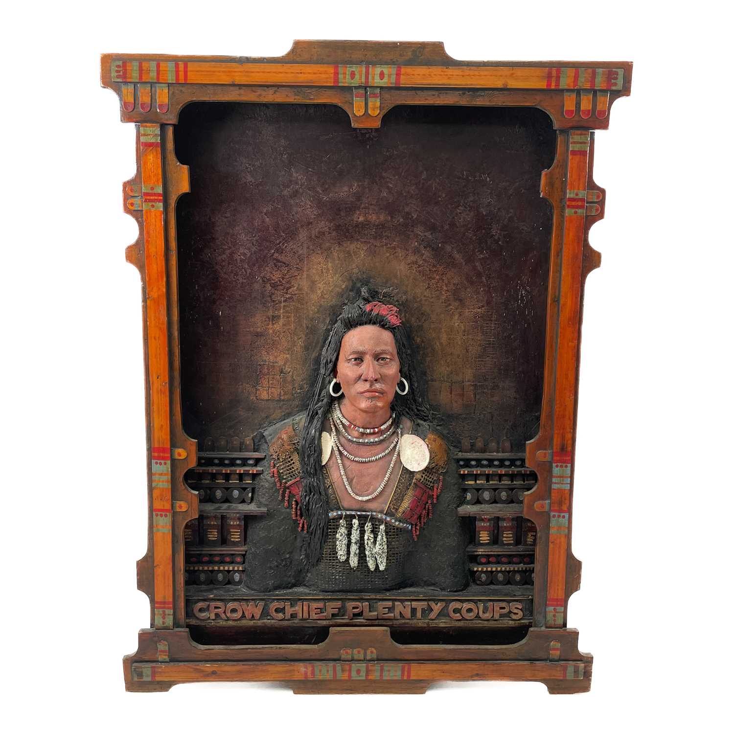 Lot 250 - A large high relief portrait of Crow Chief