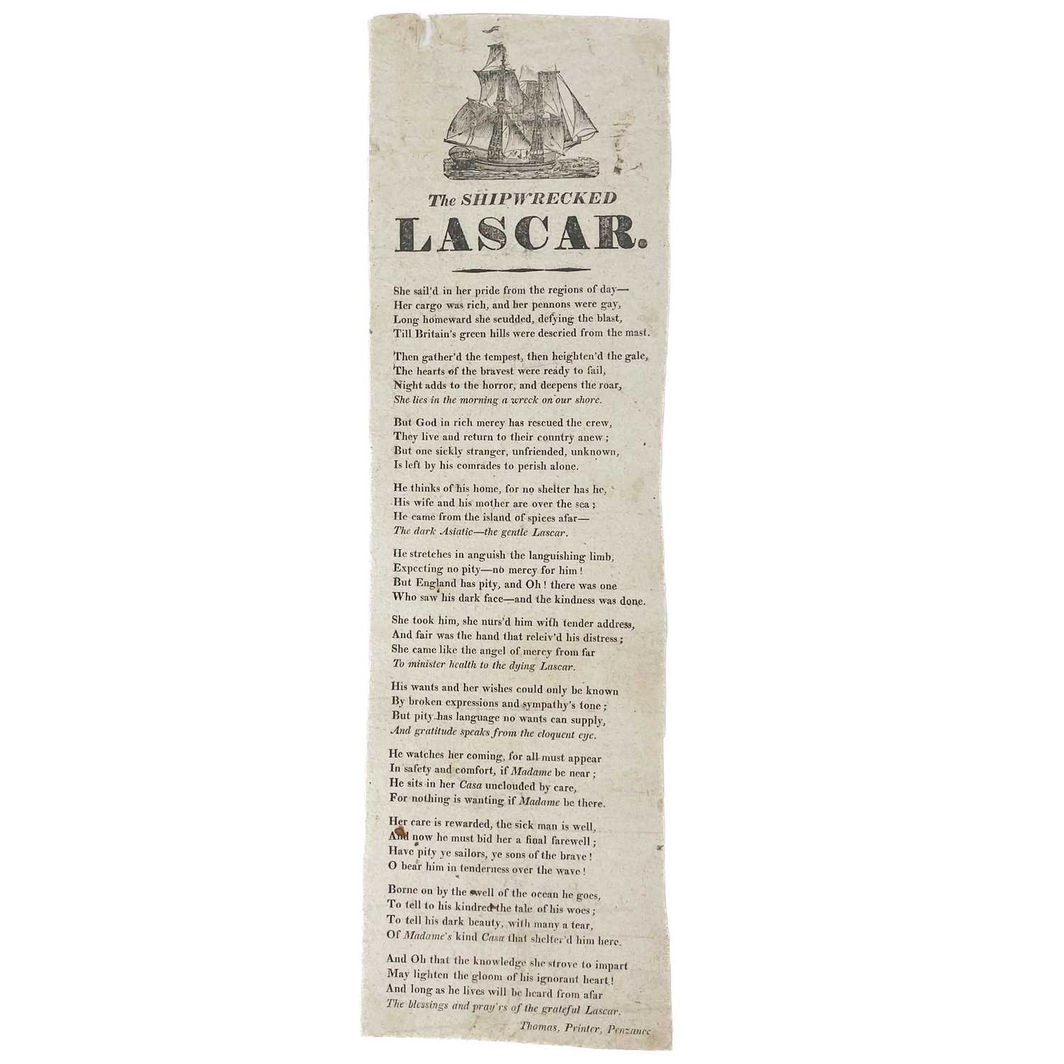 Lot 619 - 'The Shipwrecked Lascar' (Penzance: Thomas,