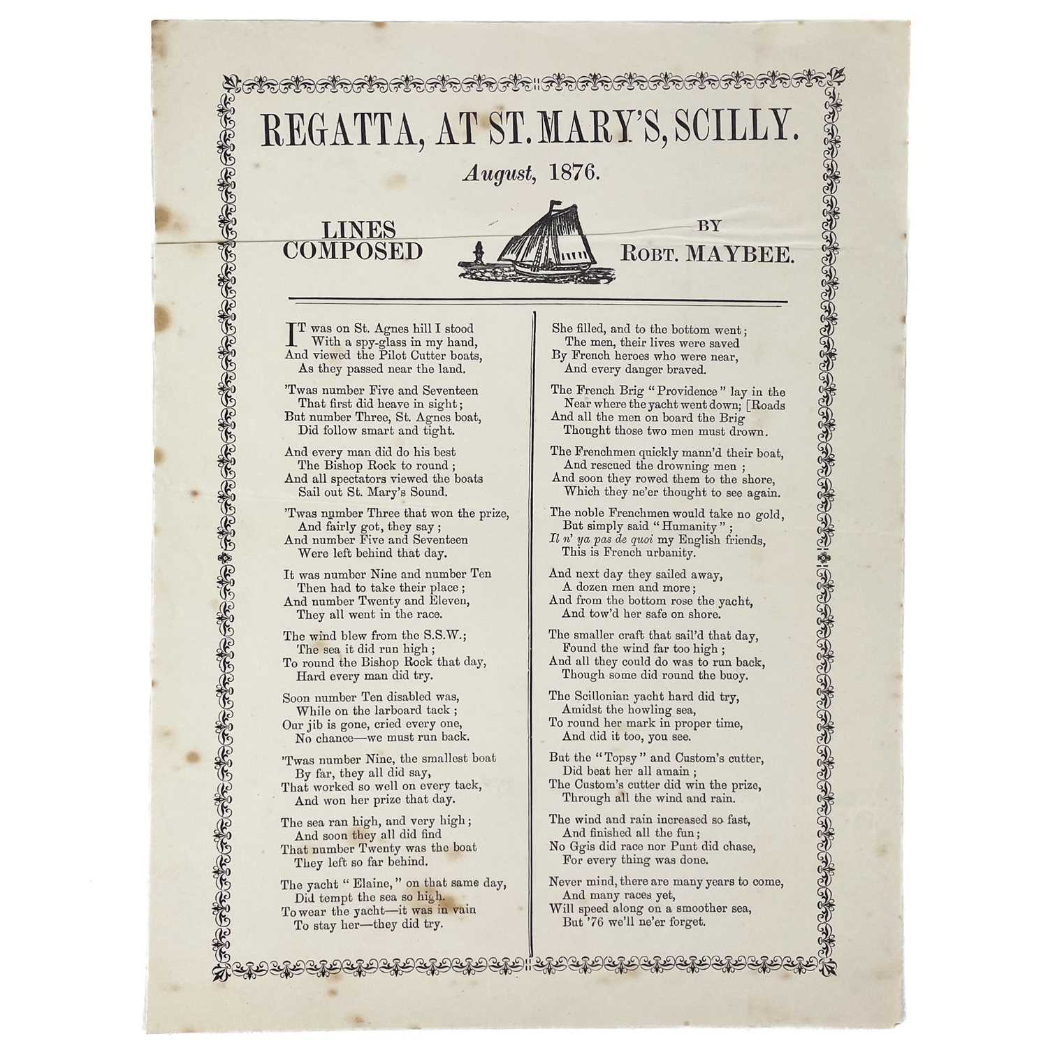 Lot 610 - Robert Maybee. 'Regatta, At St. Mary's,