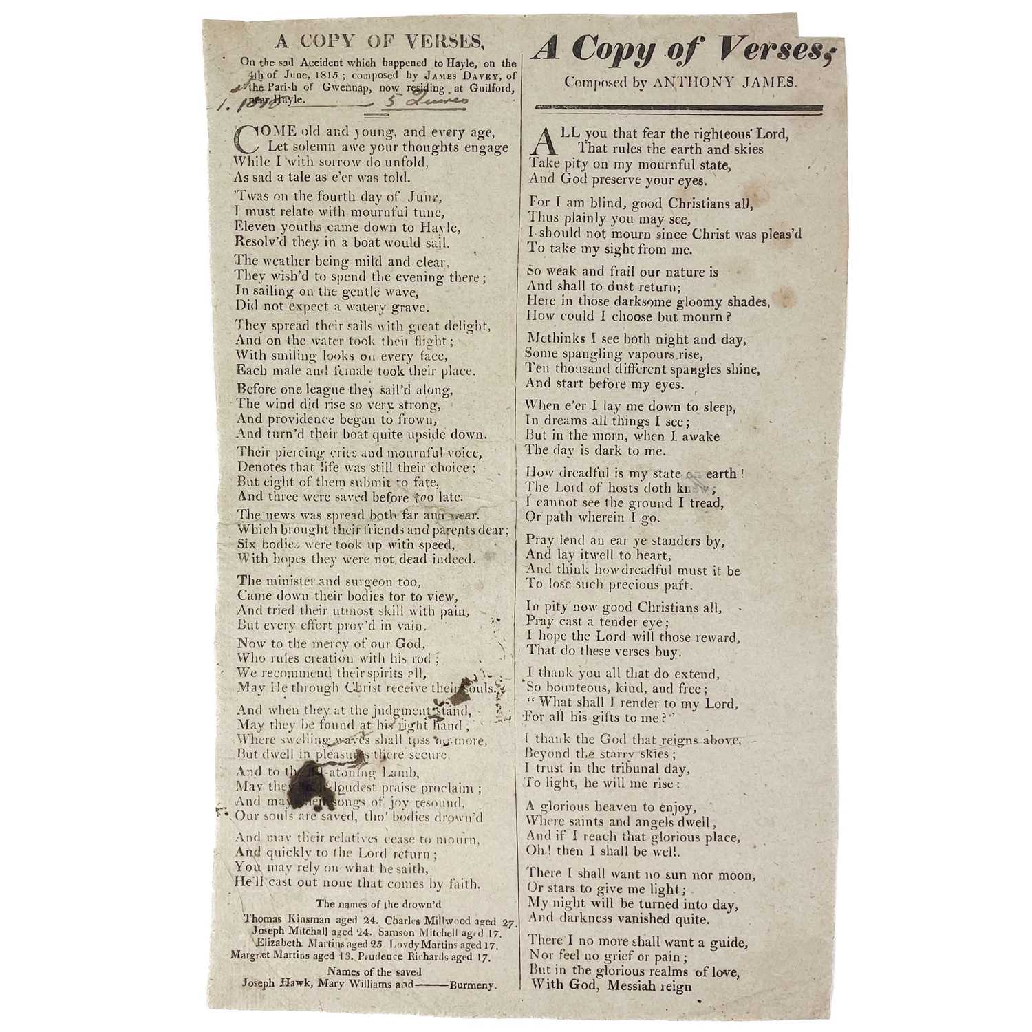 Lot 609 - James Davey. A rare early 19th century