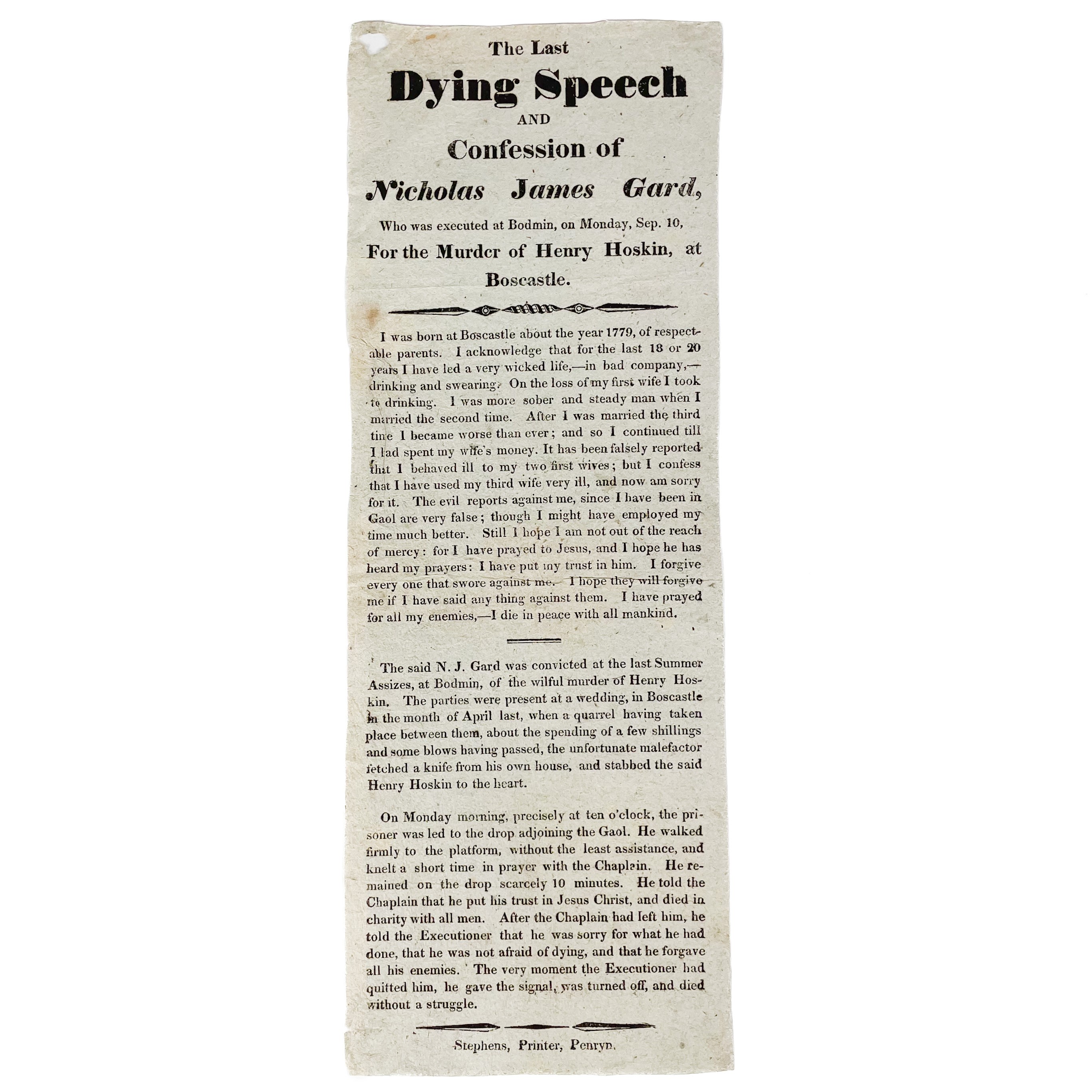 Lot 601 - 'The Last Dying Speech and Confession of