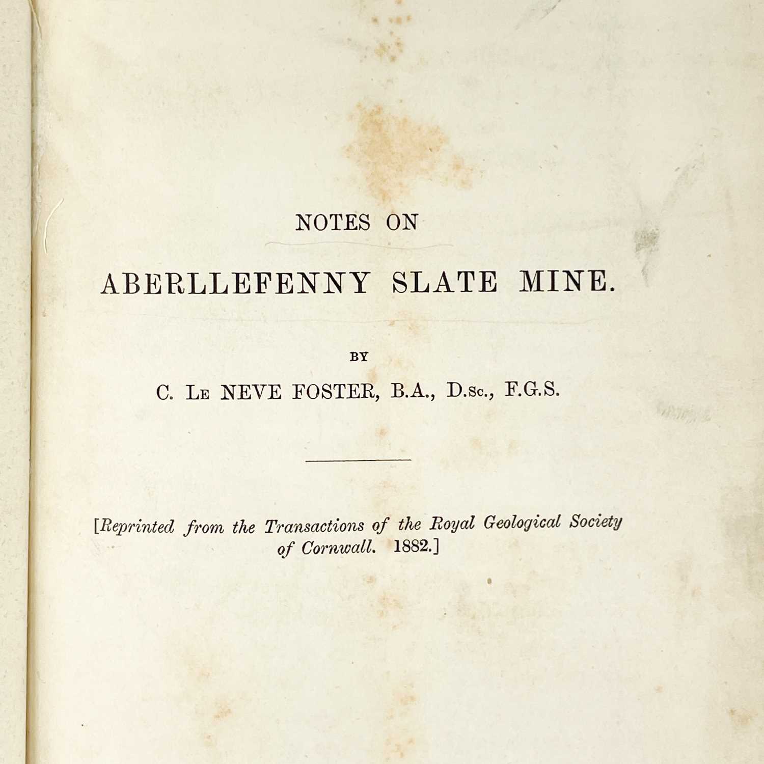 Lot 204 - Sir Clement Le Neve (Inspector of Mines and